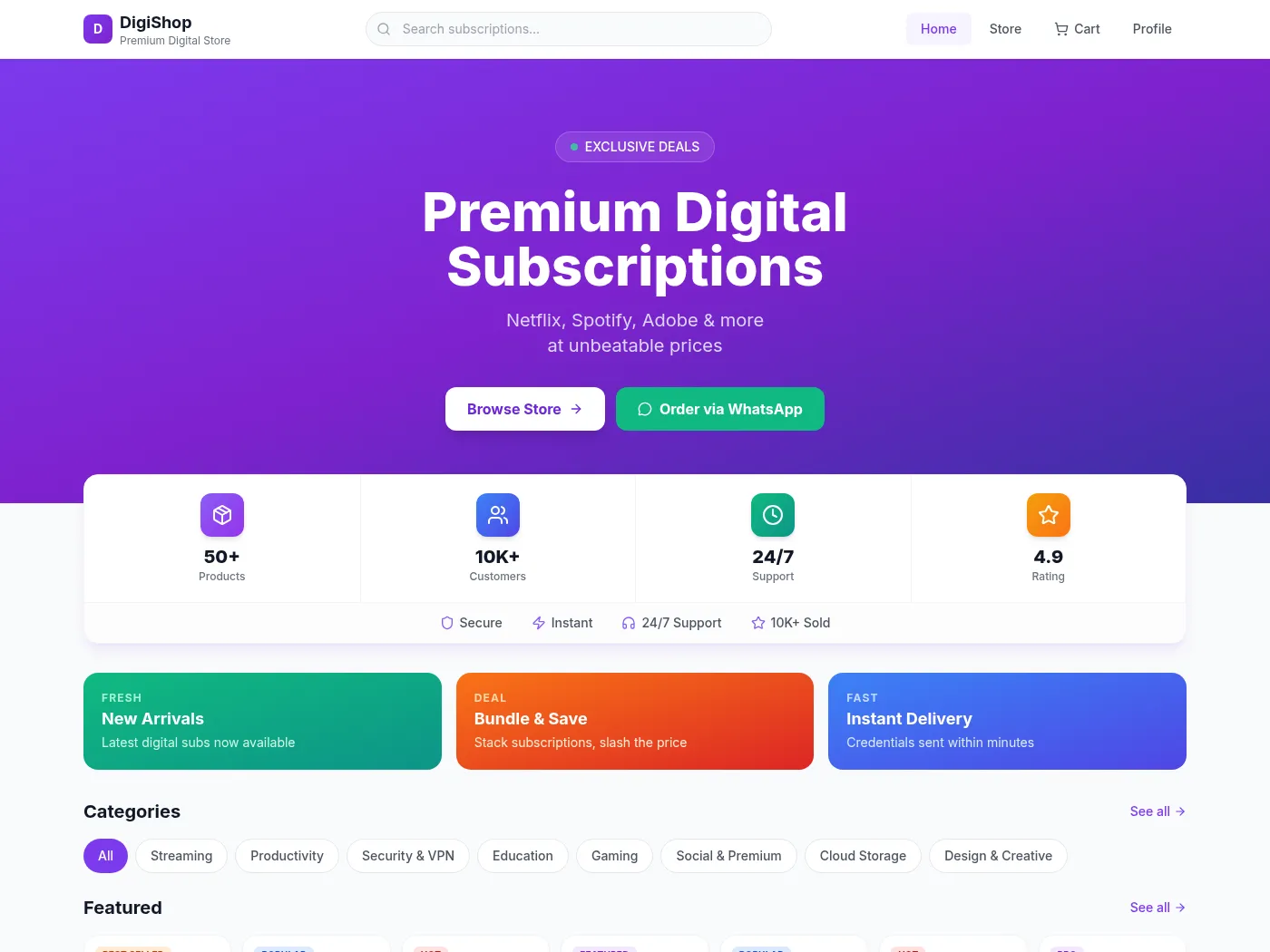 Digital Shop Web Clone