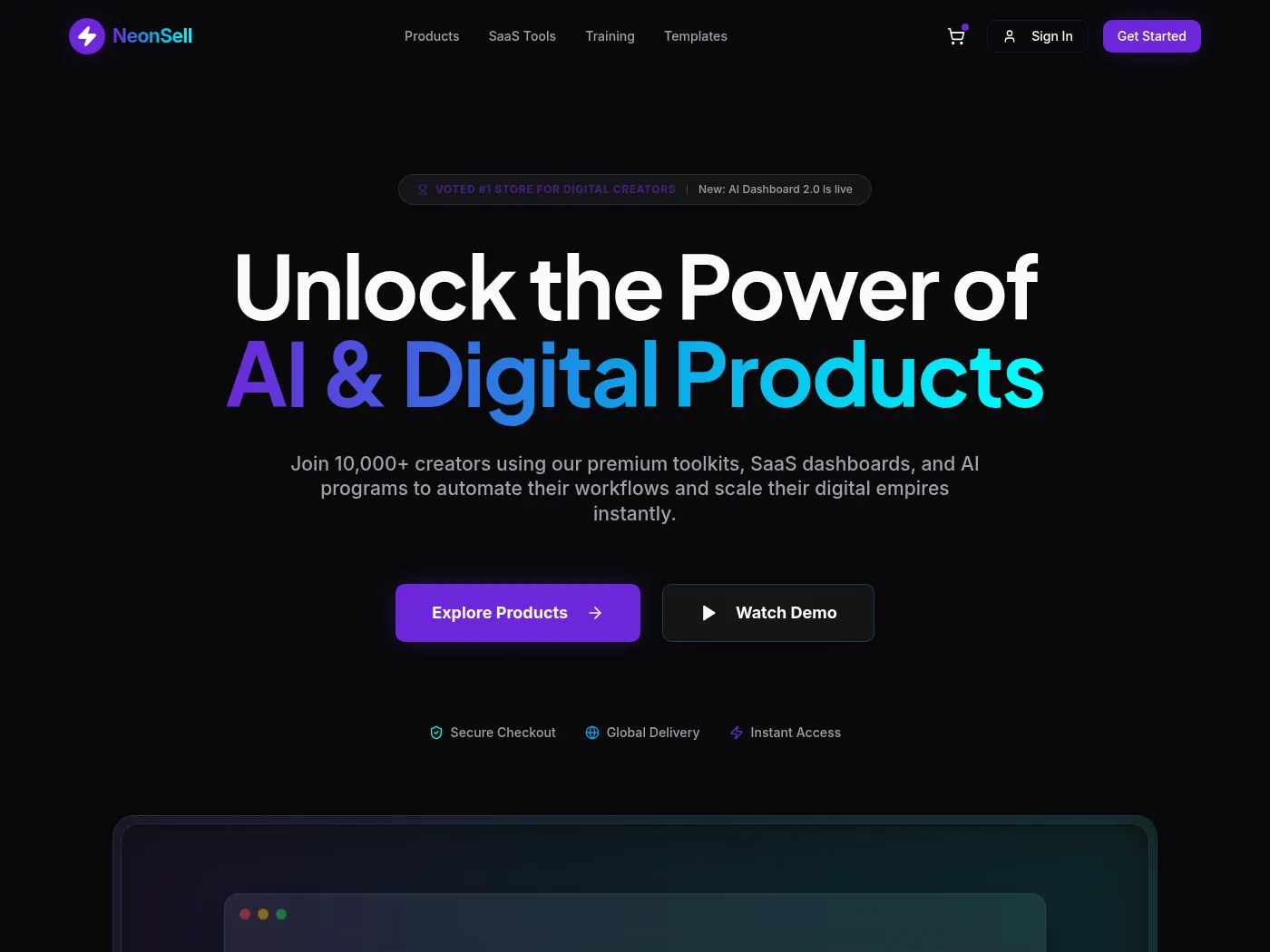 NeonSell Digital Storefront