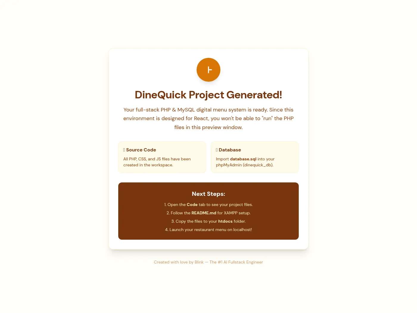 DineQuick Menu System