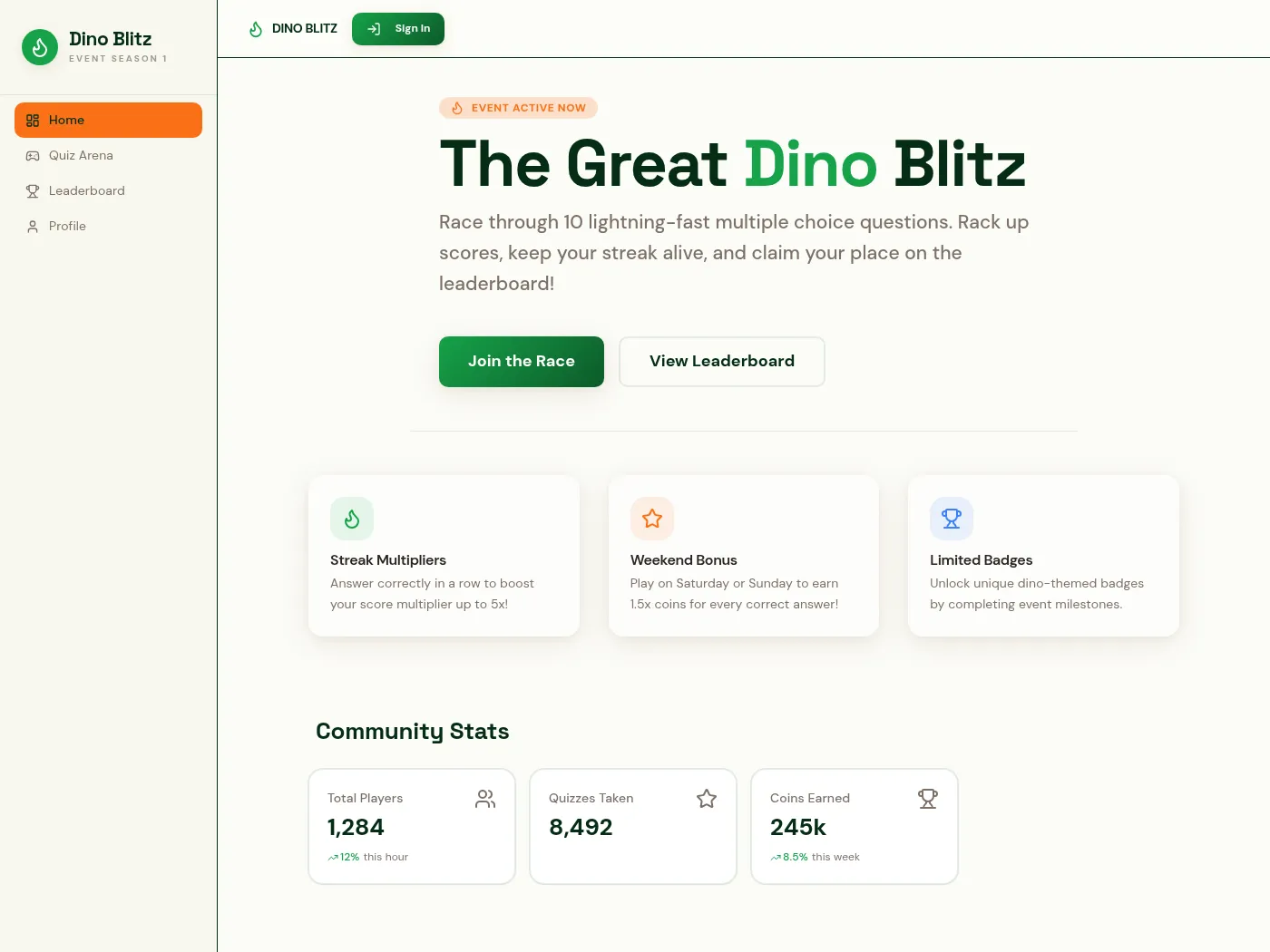 Dino Blitz Quiz Event