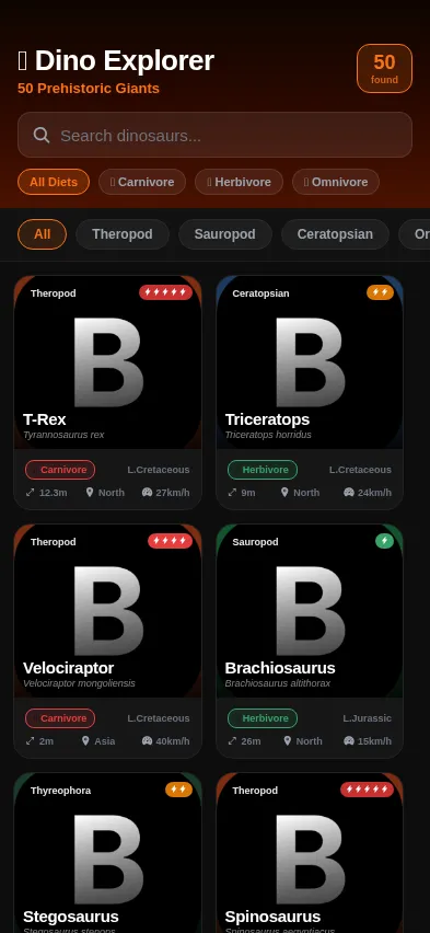 Dino Explorer App