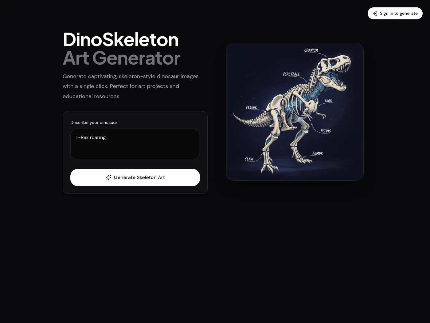 DinoSkeleton Art Generator