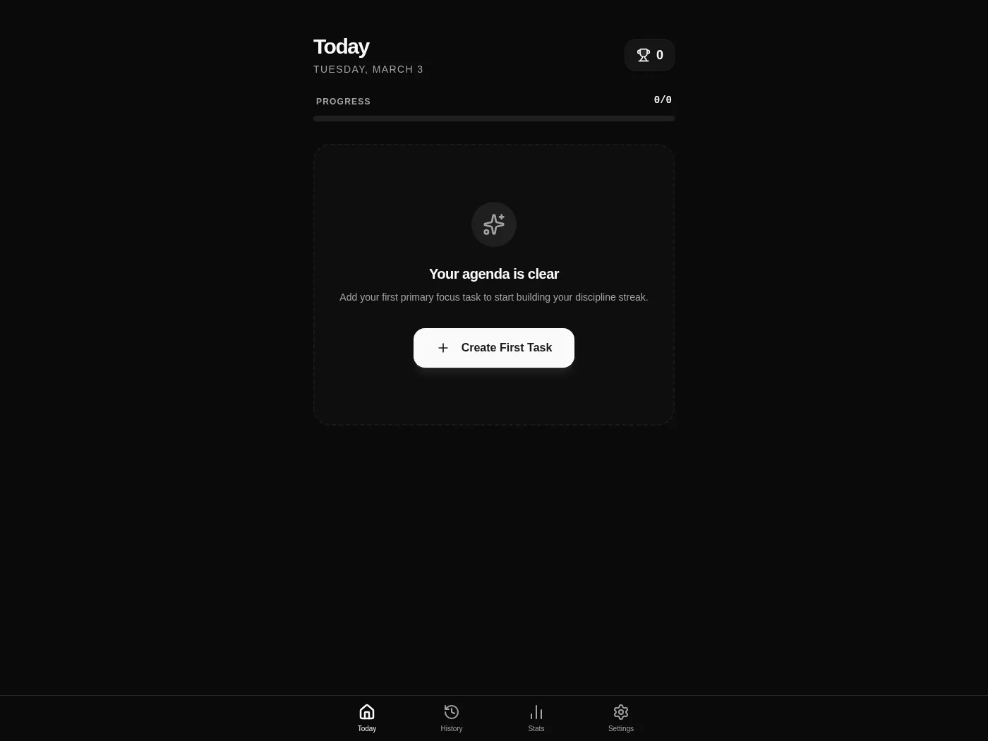 Discipline Flip Minimal App