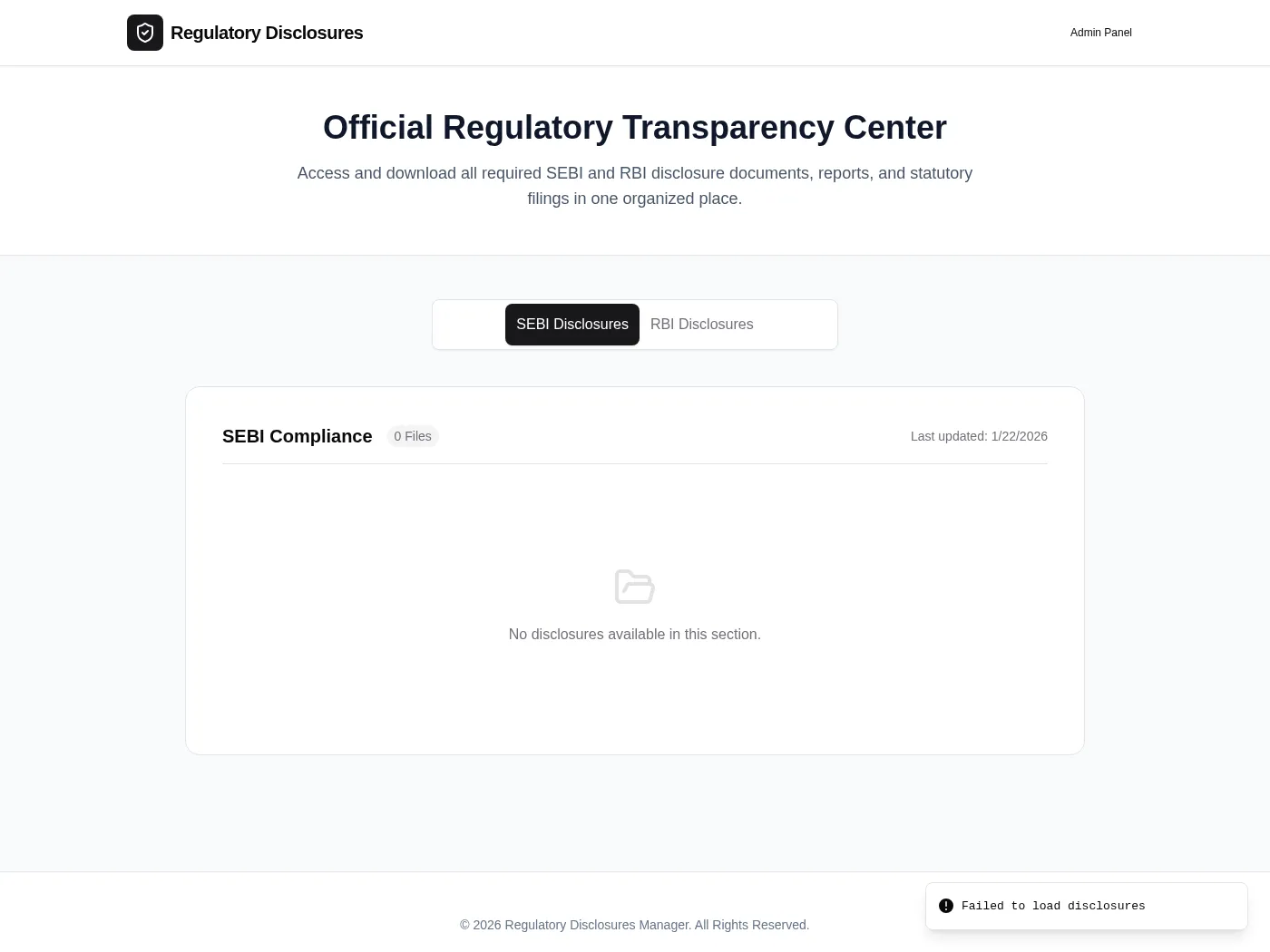 Regulatory Disclosures Manager