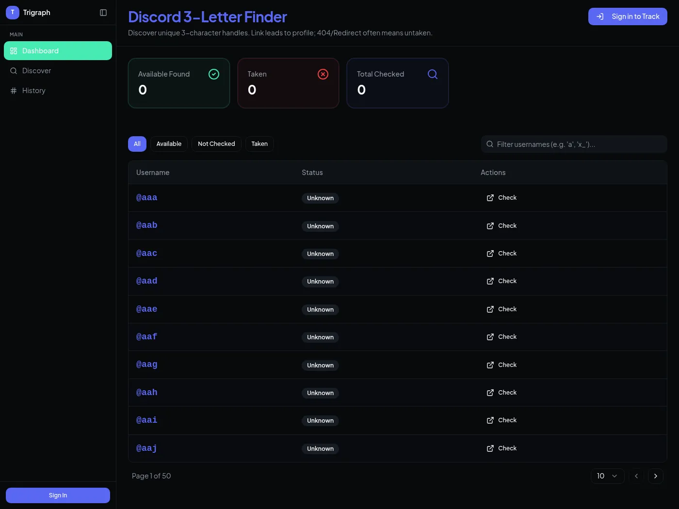 Discord 3-Letter Finder