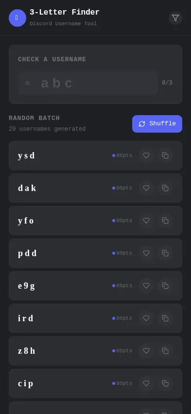 3-Letter Discord Finder