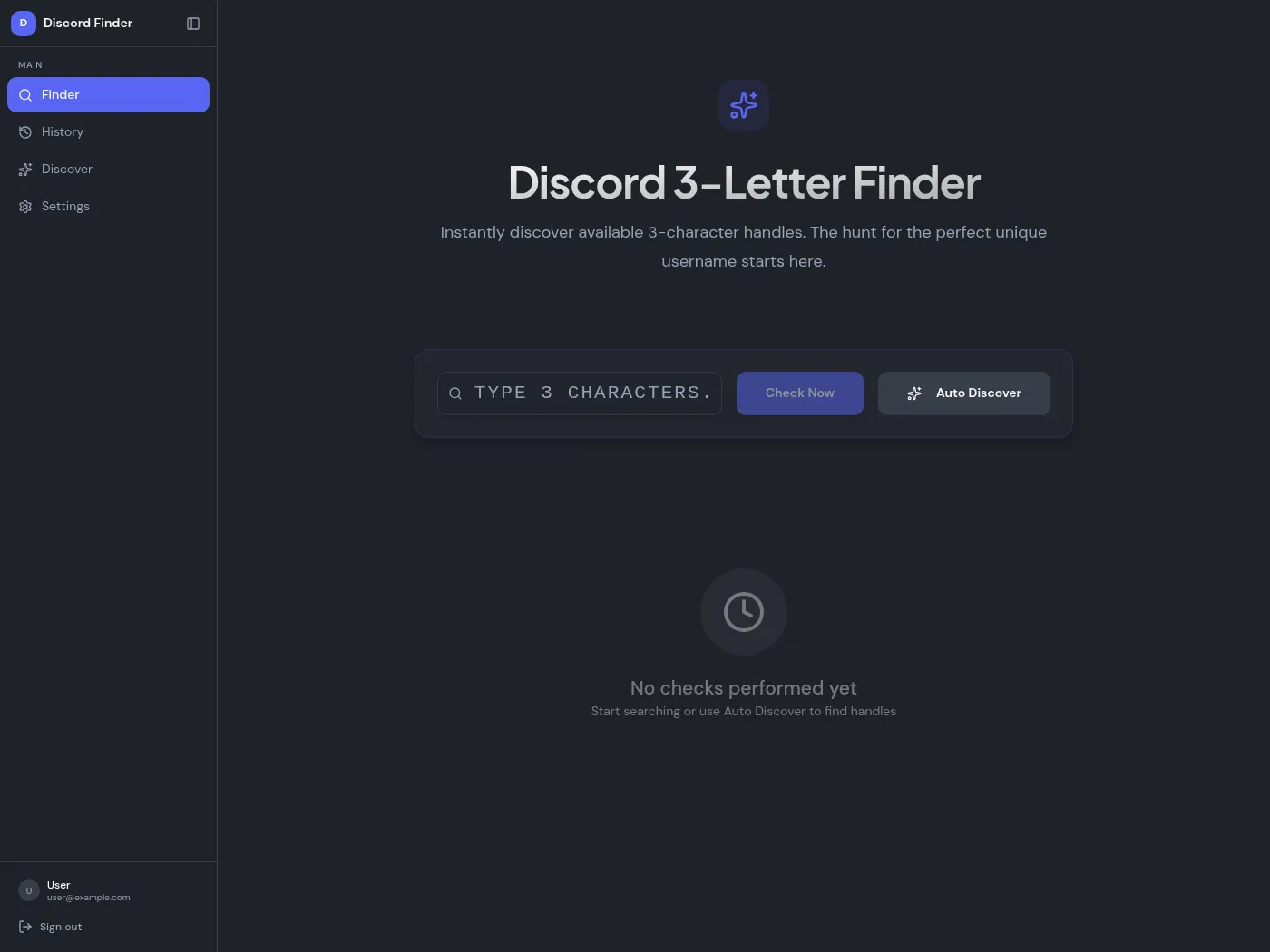 Discord 3-Letter Finder