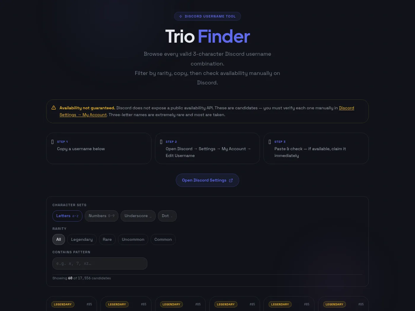 Discord Trio Finder