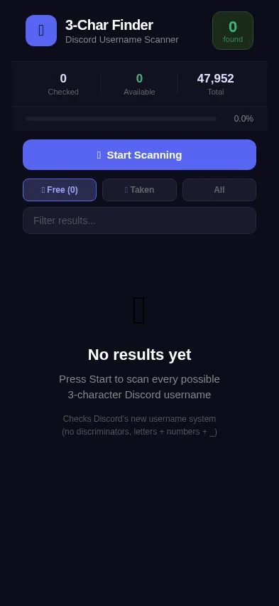 Discord 3Char Finder