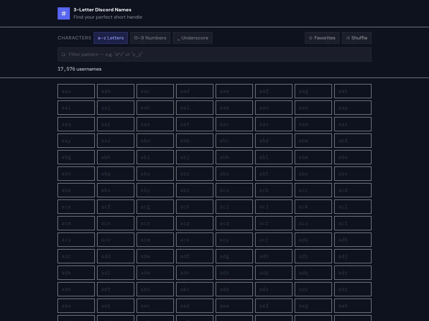 Three Letter Discord Names