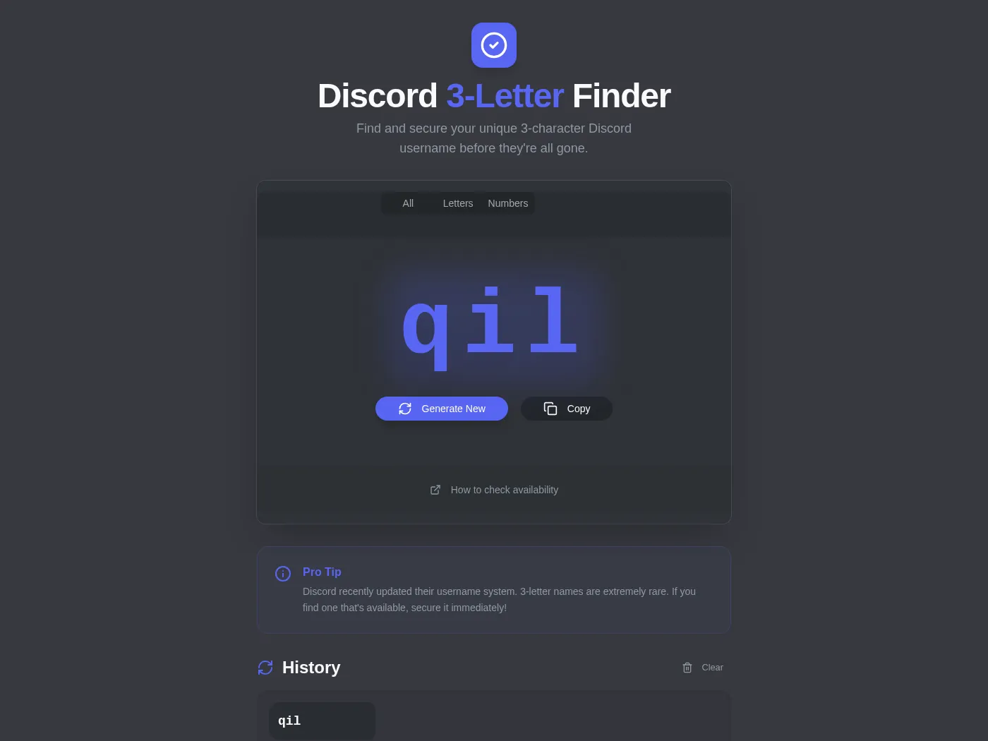 Discord 3-Letter Finder
