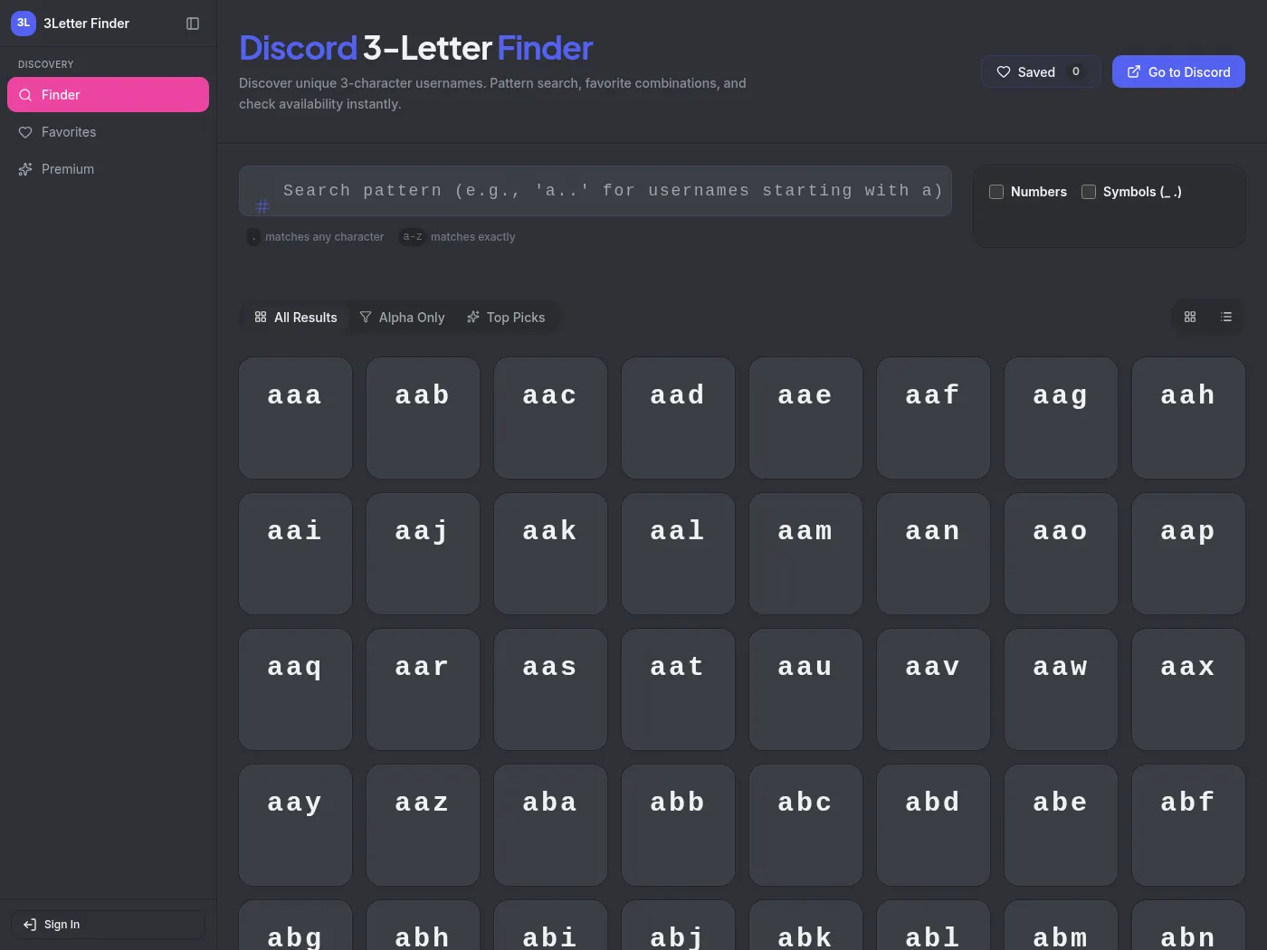 ThreeLetter Discord Finder