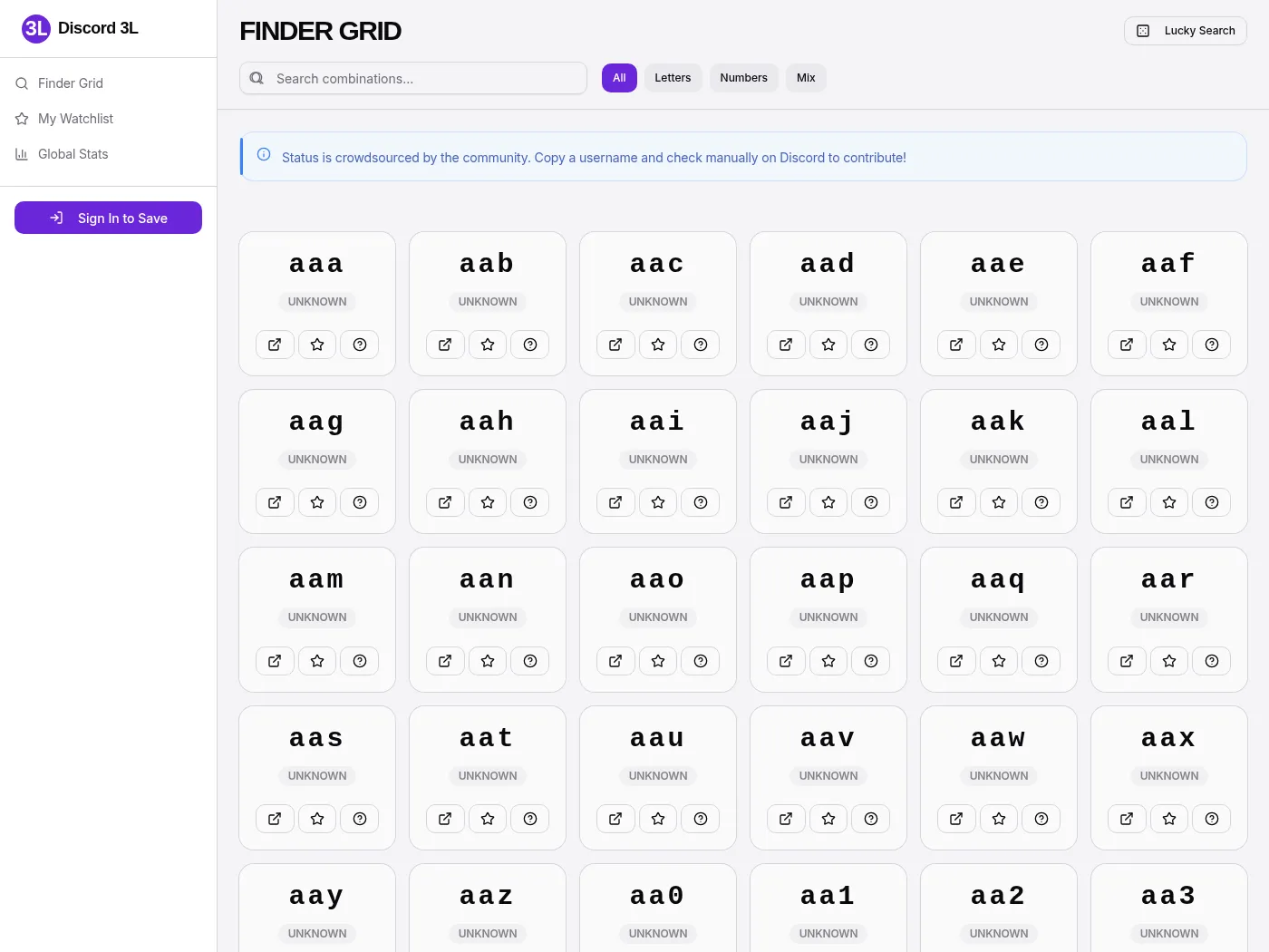 Discord 3-Letter Finder