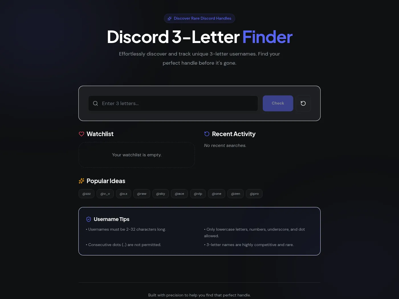 Discord 3-Letter Finder