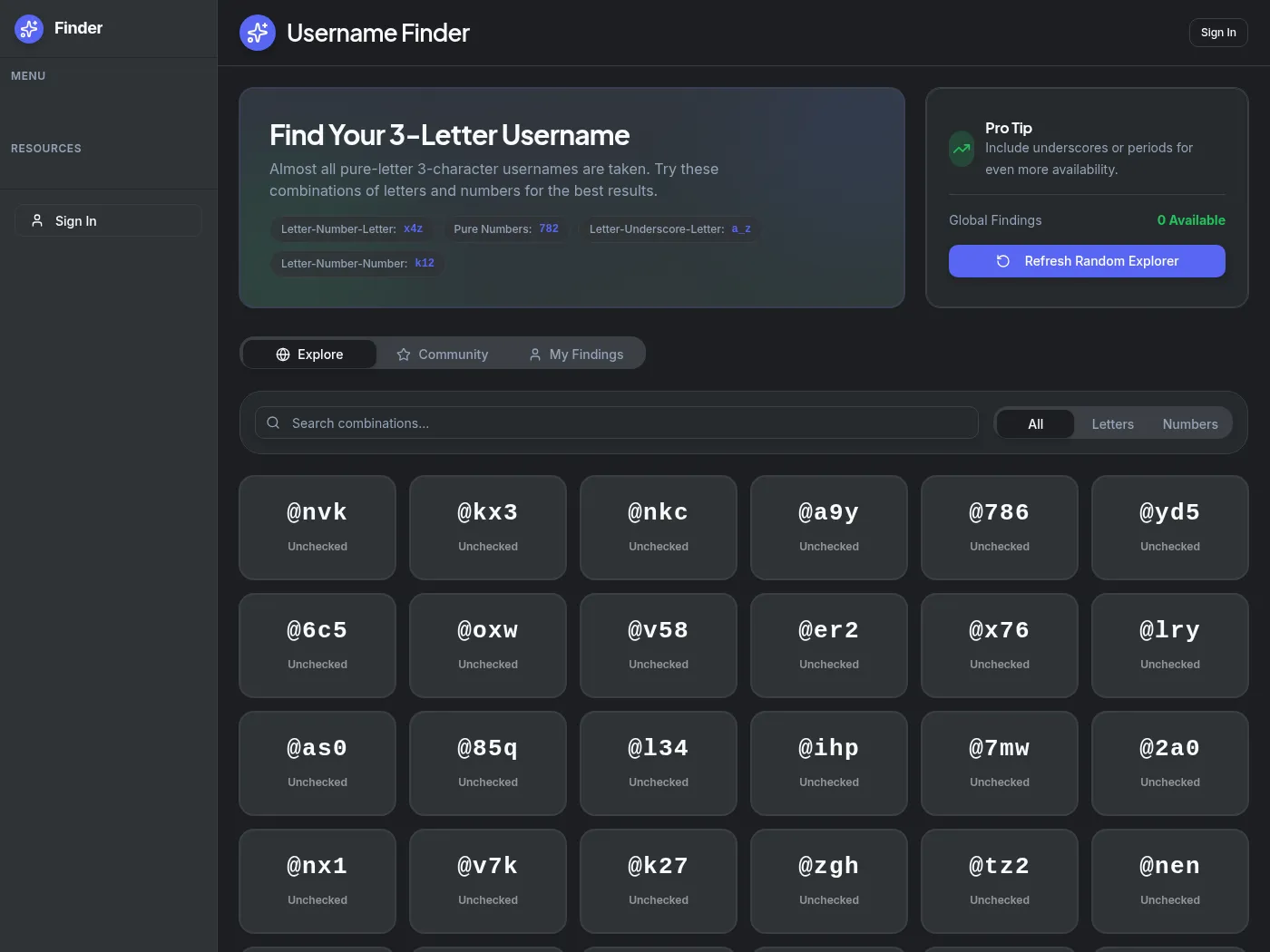 Discord 3-Letter Finder