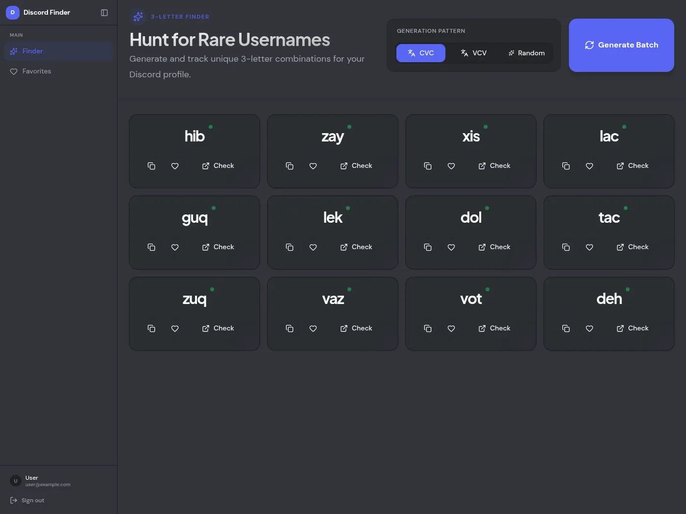 Discord 3-Letter Finder
