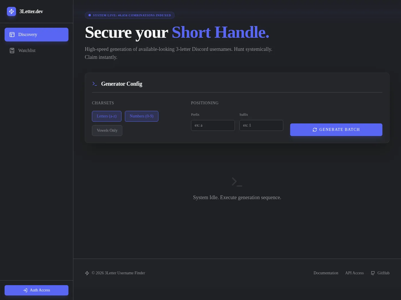 Discord 3-Letter Finder