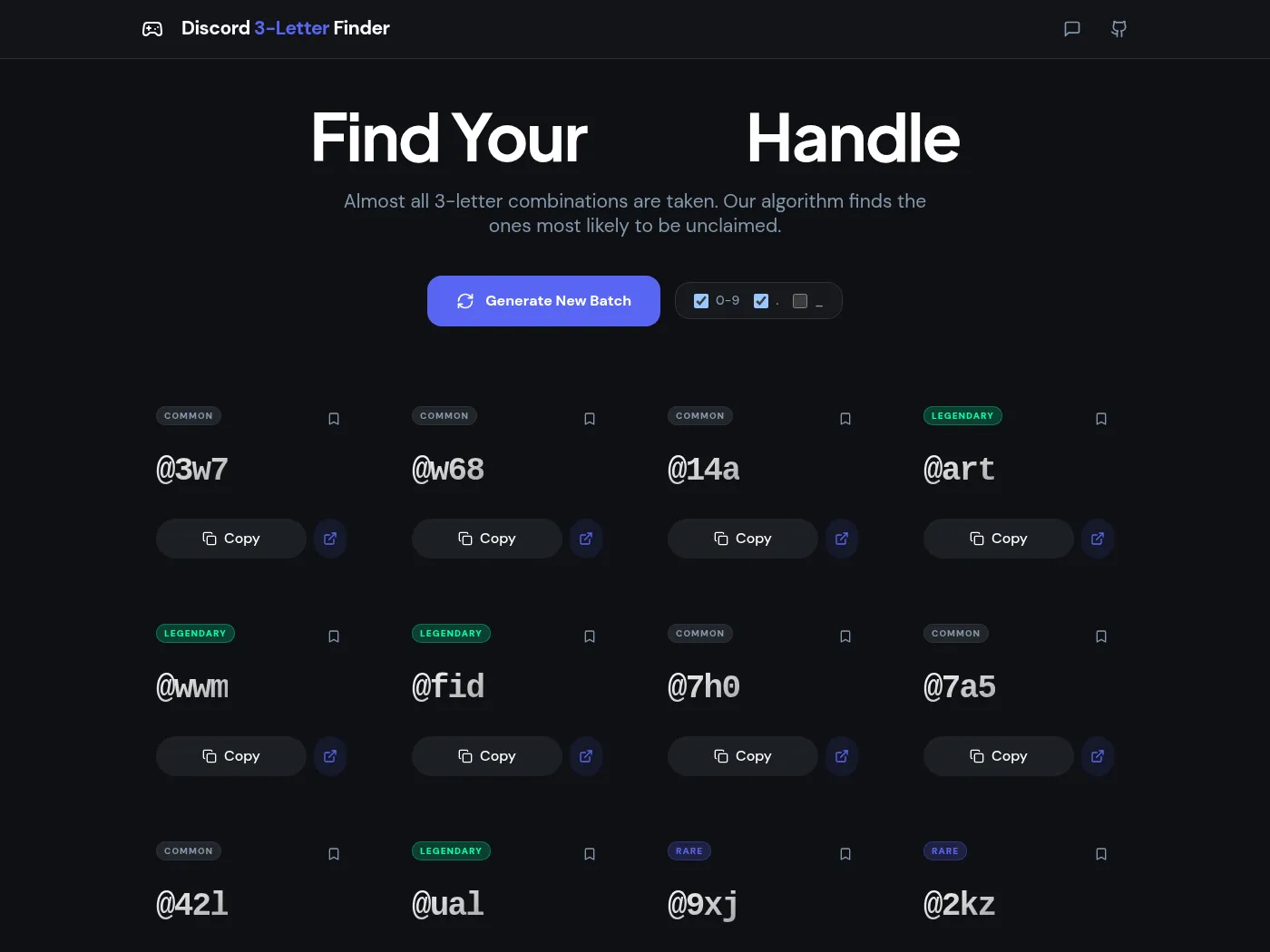 Discord 3-Letter Finder