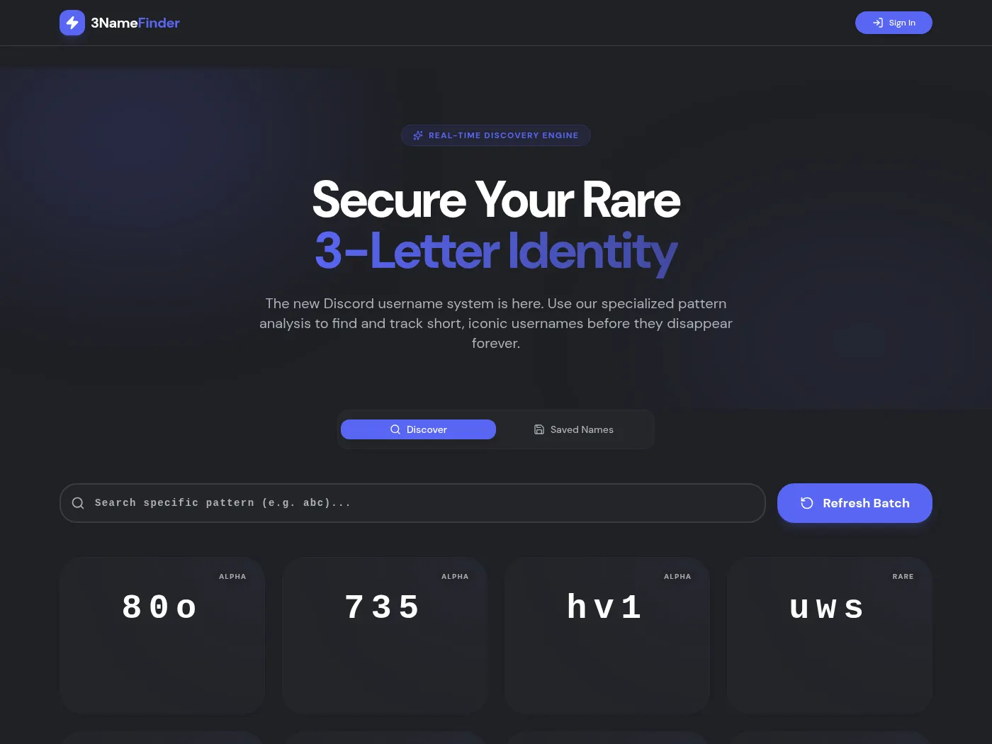 Discord 3-Letter Finder