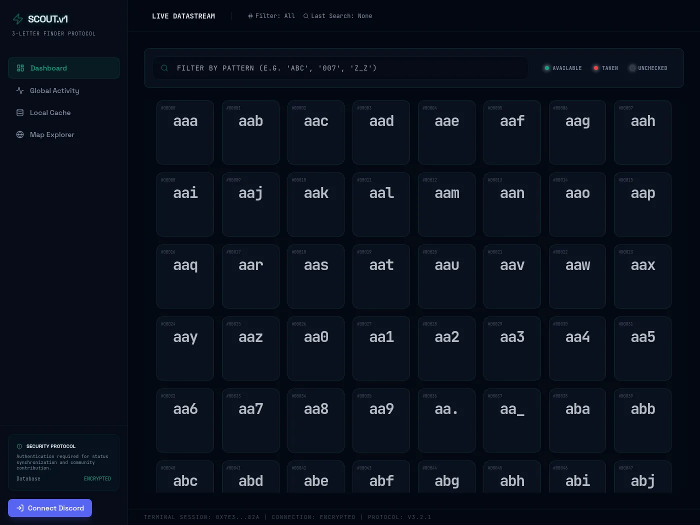 Discord 3-Letter Finder
