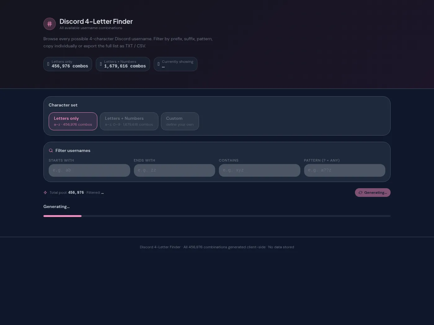 Discord 4-Letter Finder