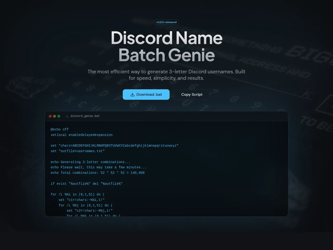 Discord Name Batch Genie