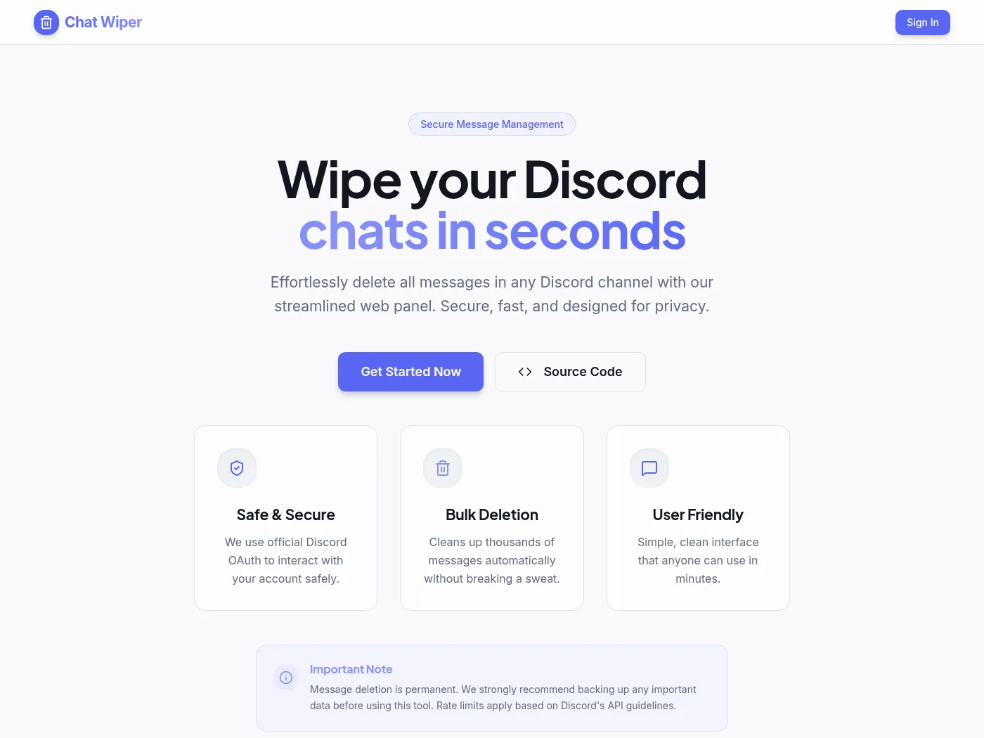 Discord Chat Wiper