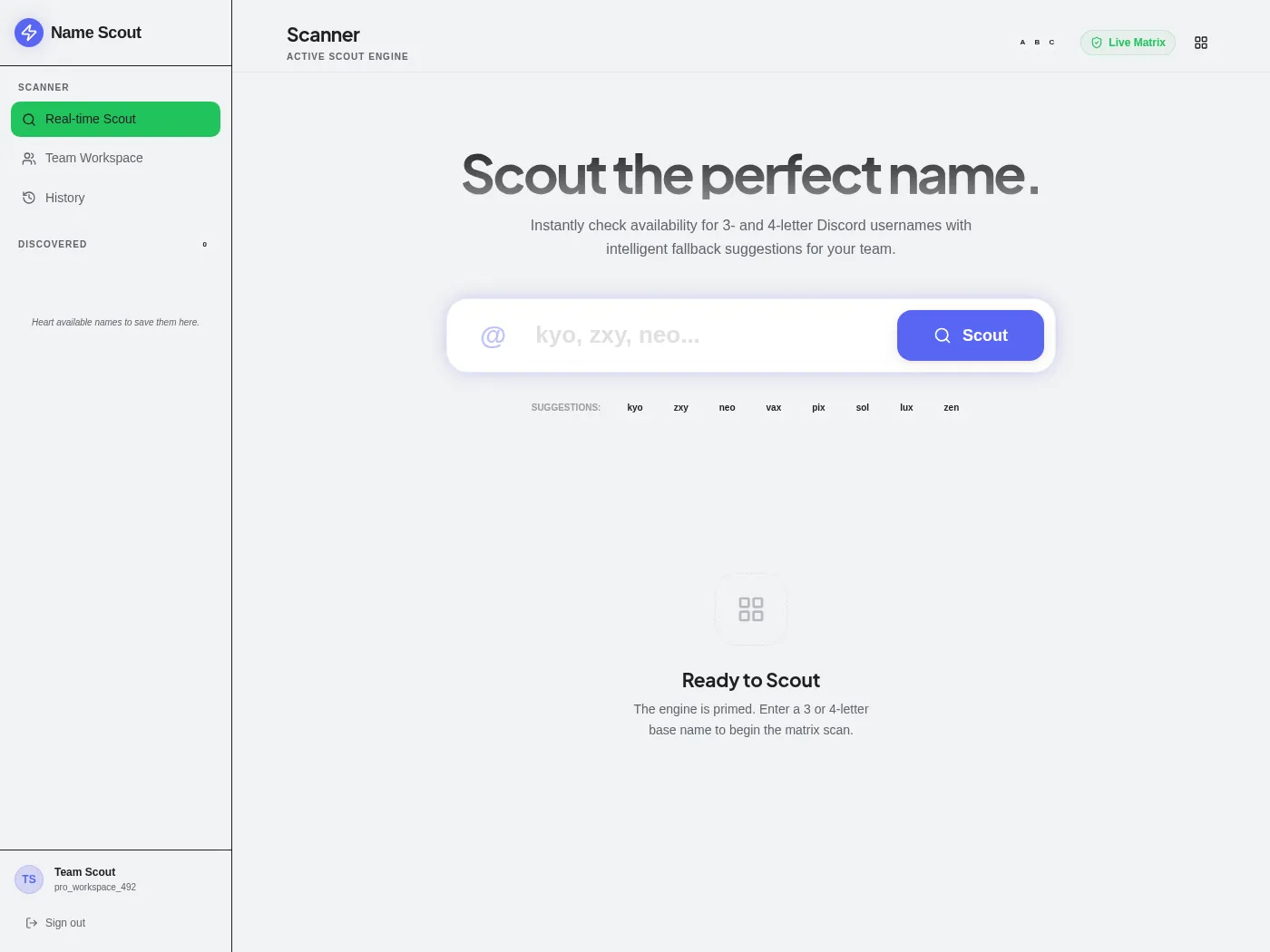 Discord Name Scout