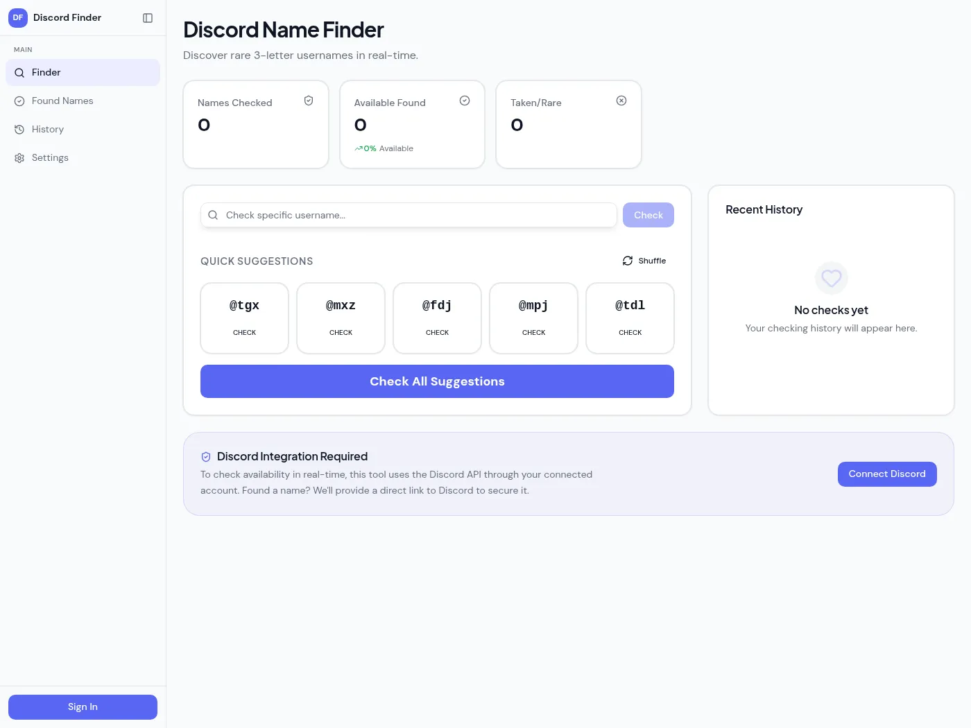 Discord Name Finder
