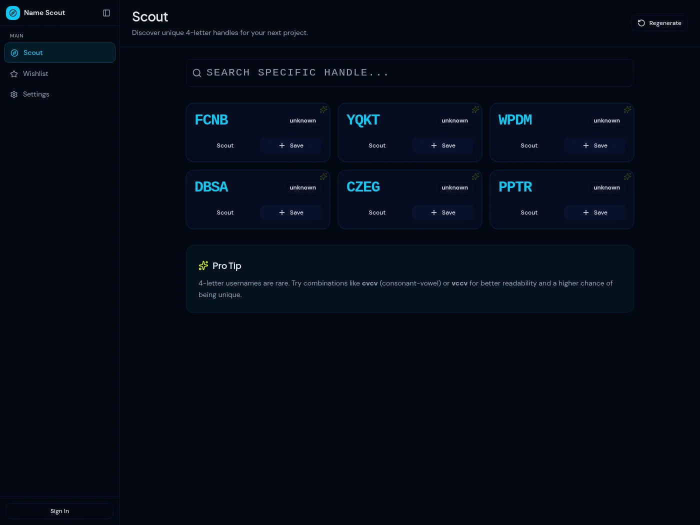 Discord Name Scout