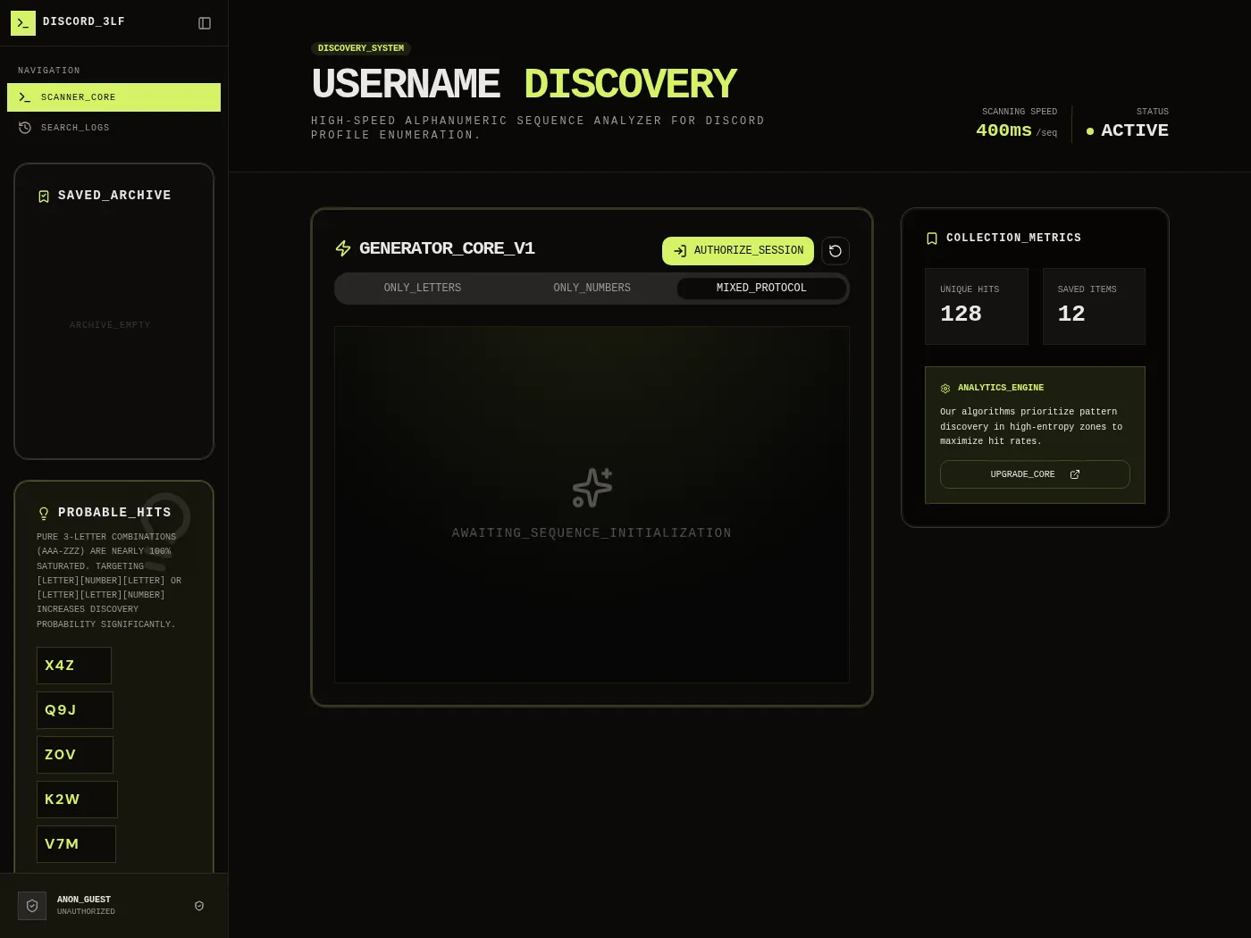 Discord 3-Letter Finder