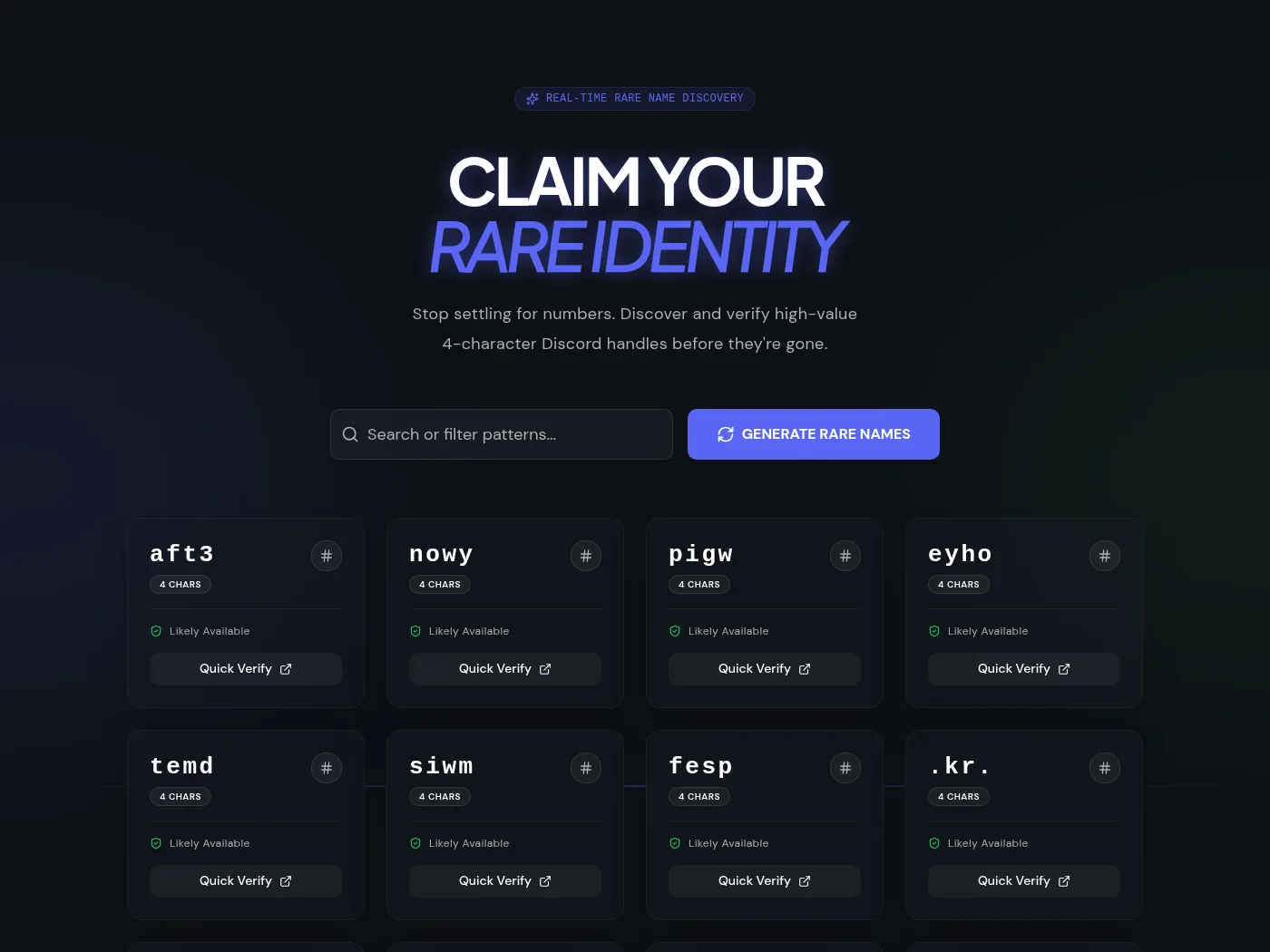 Rare Discord Username Finder