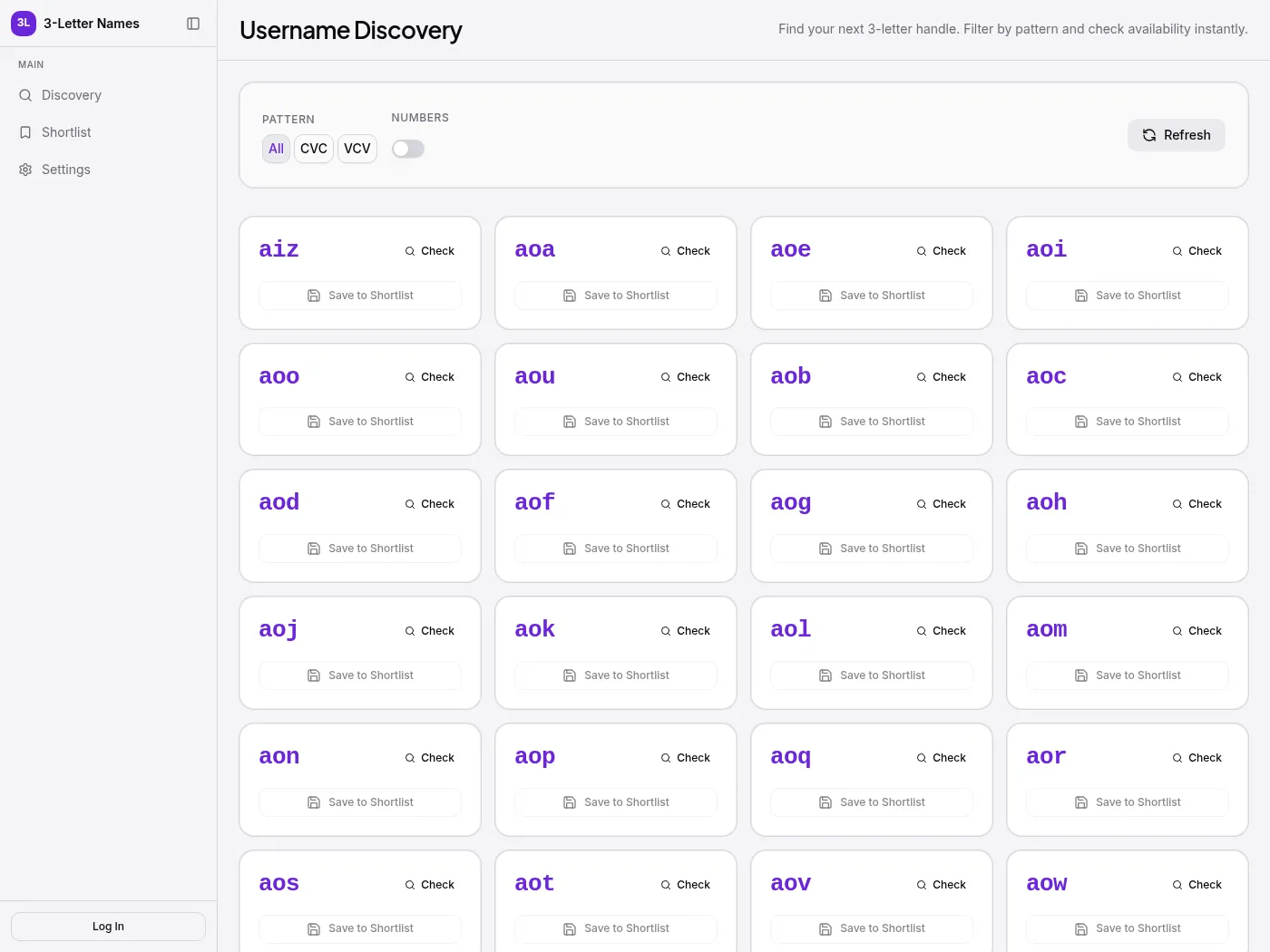 Discord 3-Letter Finder
