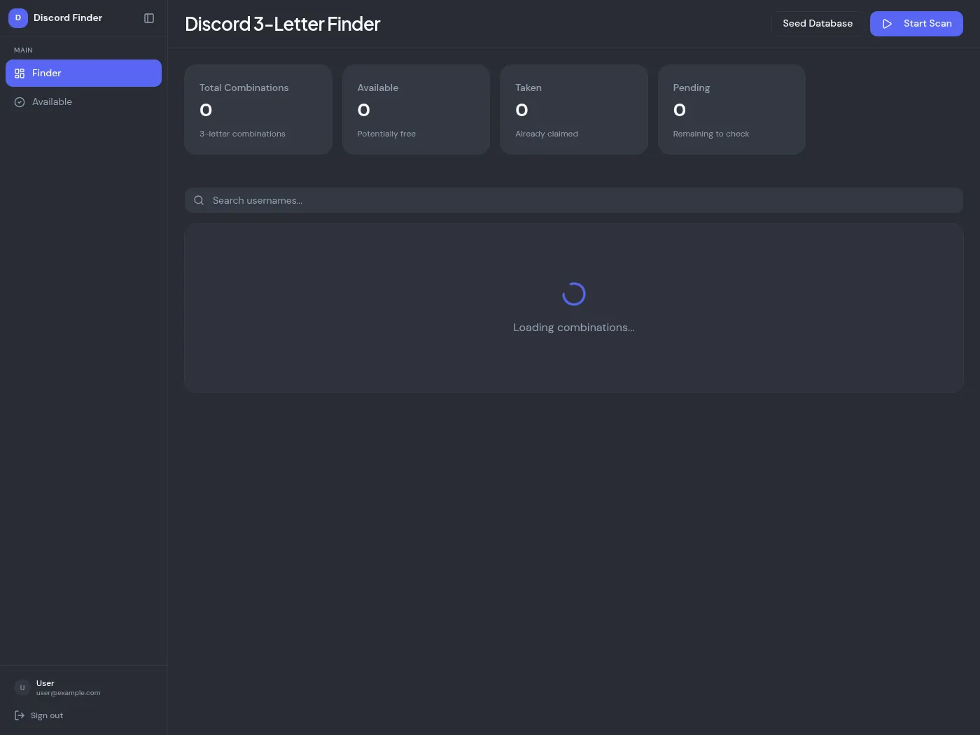 Discord 3-Letter Finder