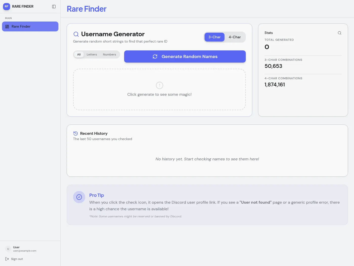 Rare Discord Name Finder