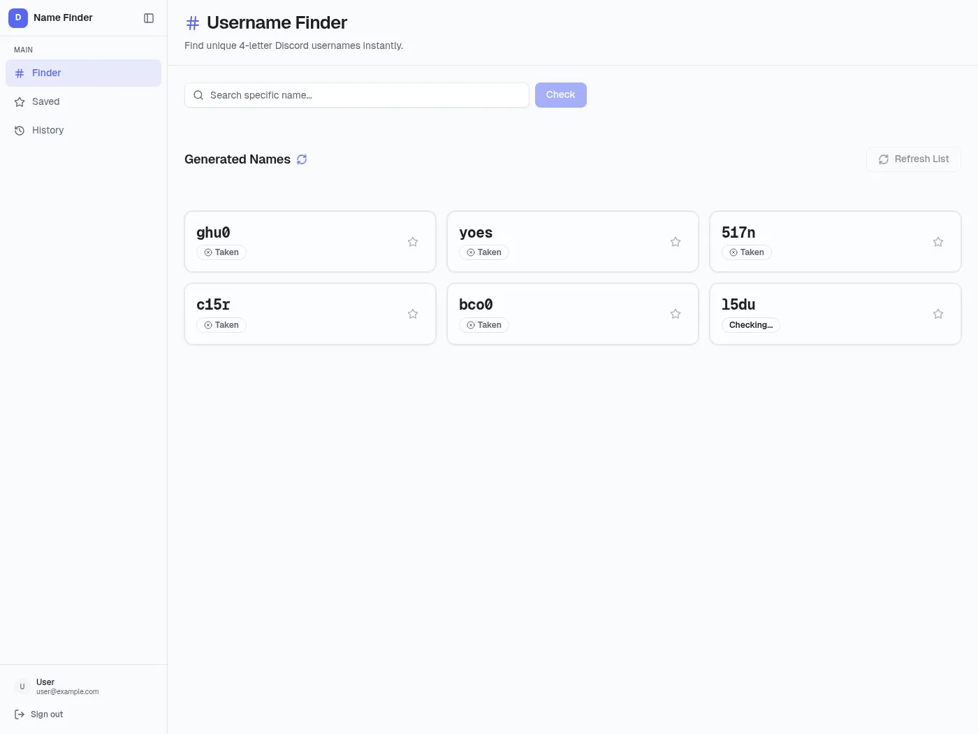 Discord Name Finder
