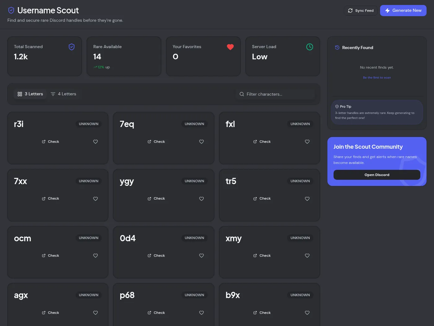 Discord Username Scout