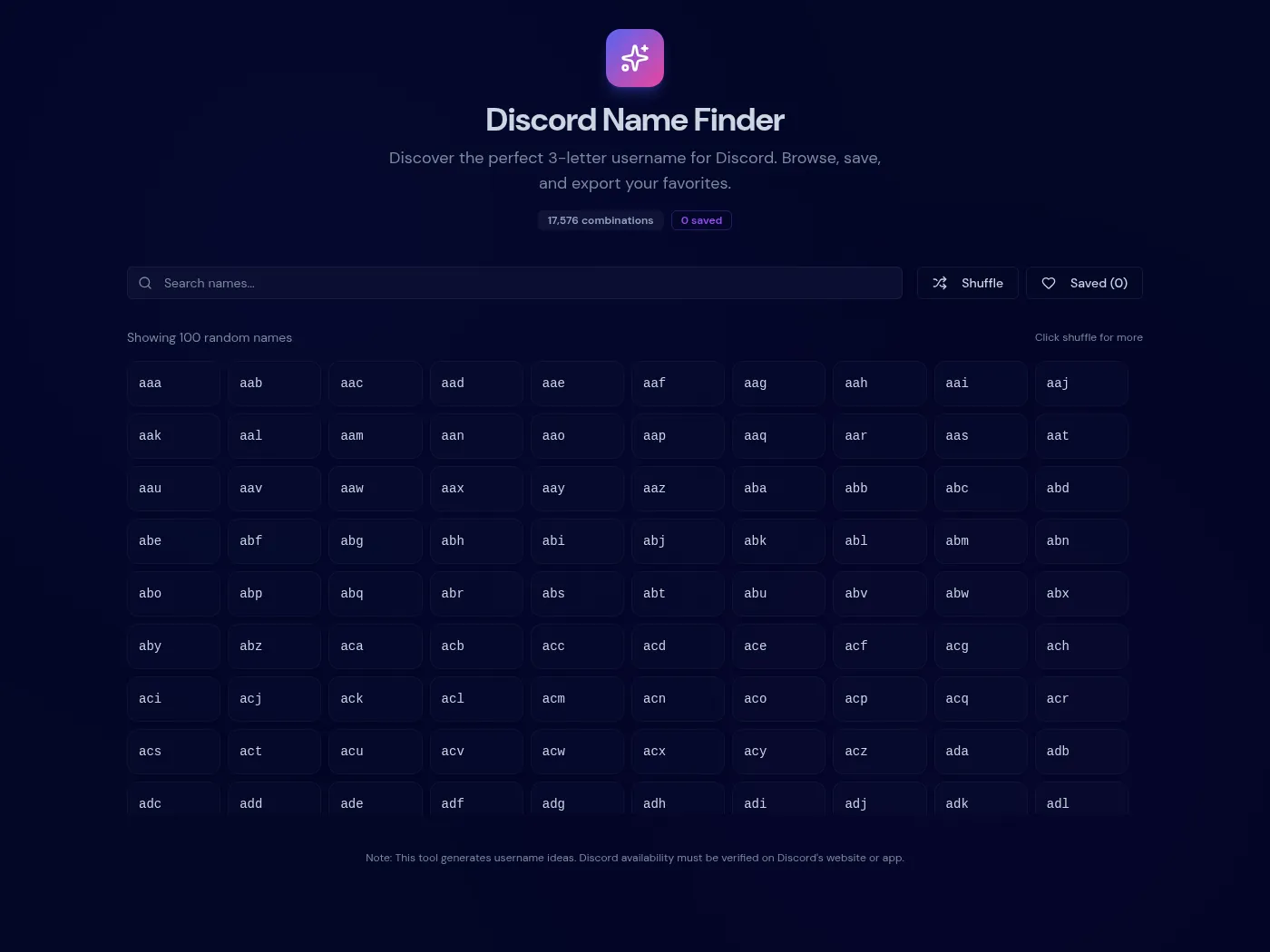 Discord Name Finder