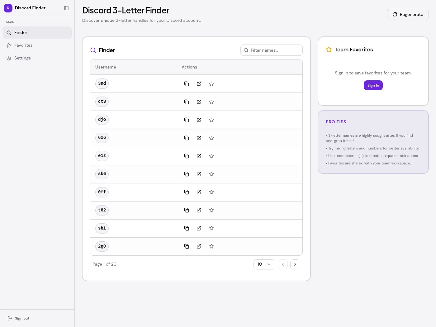 Discord 3-Letter Finder