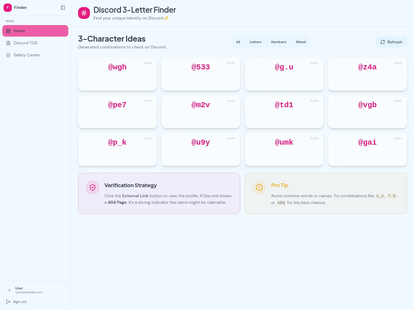Discord 3-Letter Finder
