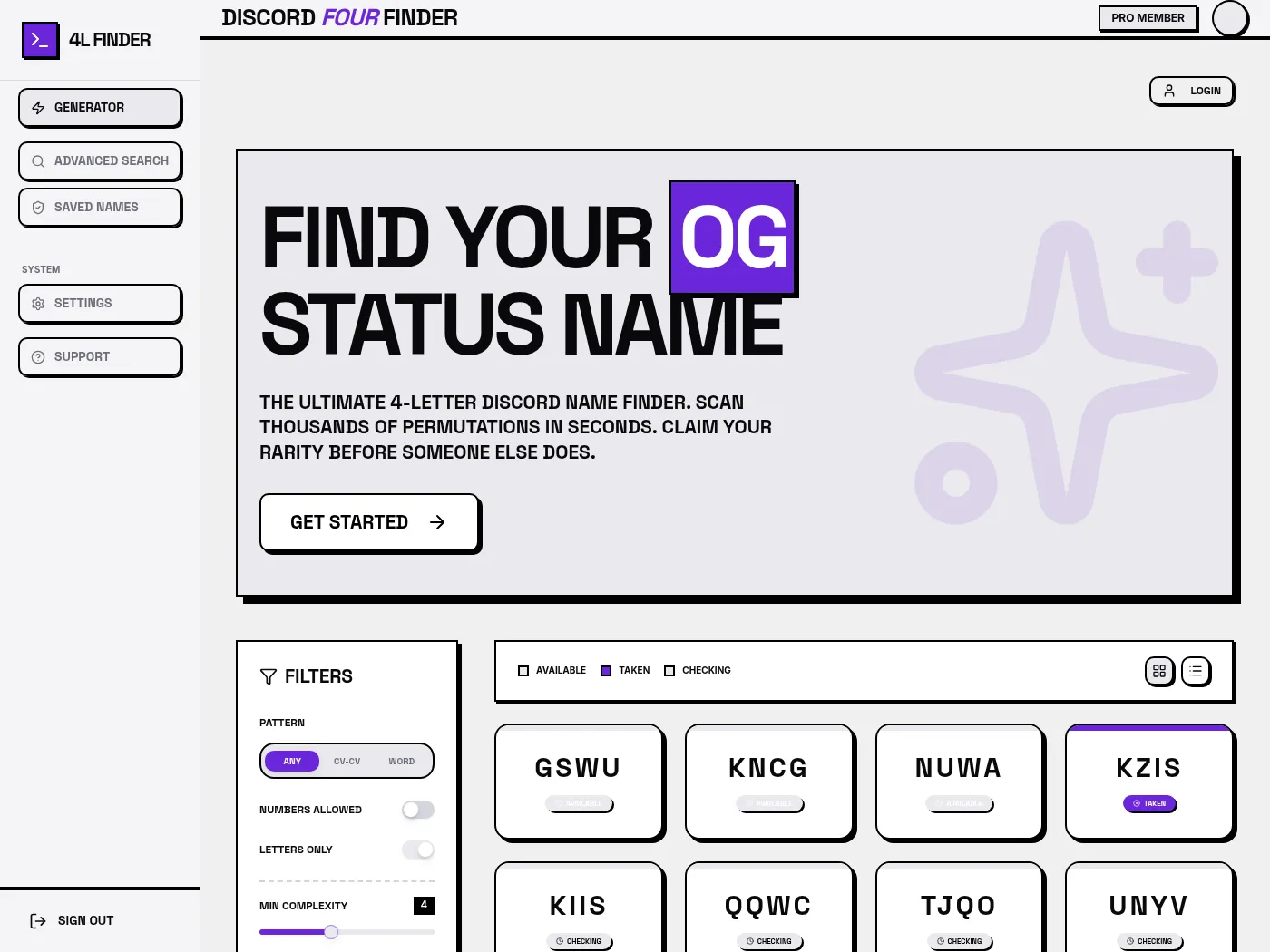 Discord 4-Letter Finder