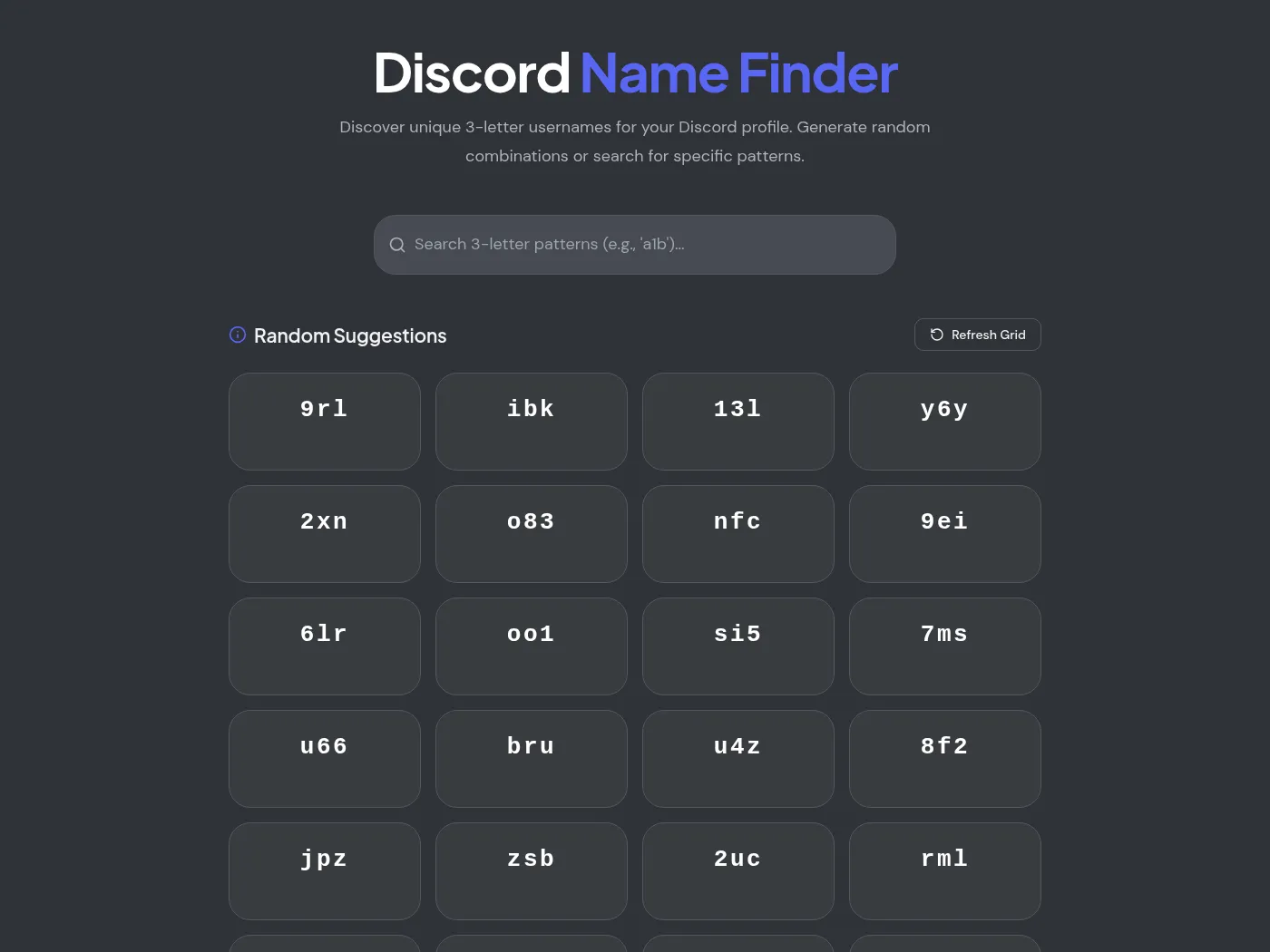Discord Name Finder