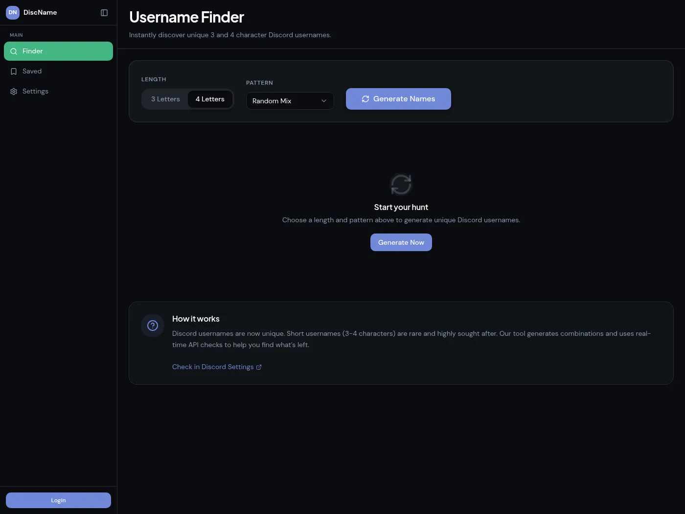 Discord Name Finder