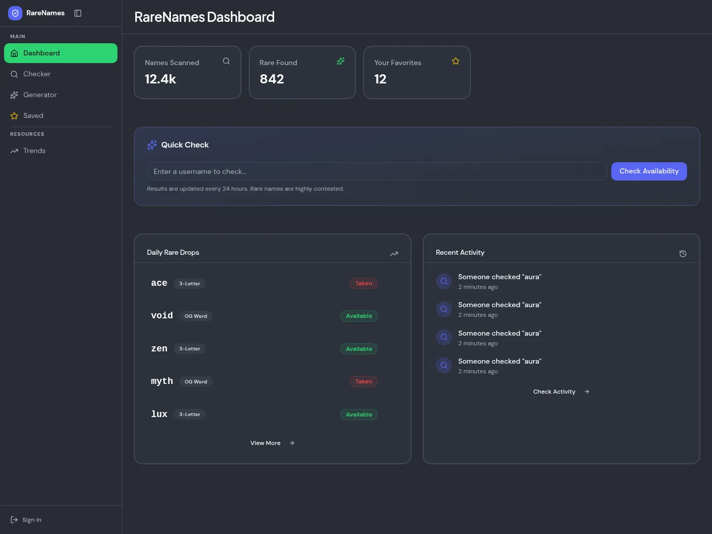 Rare Discord Names Finder