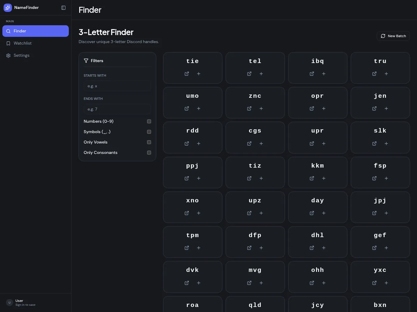 Discord Name Finder