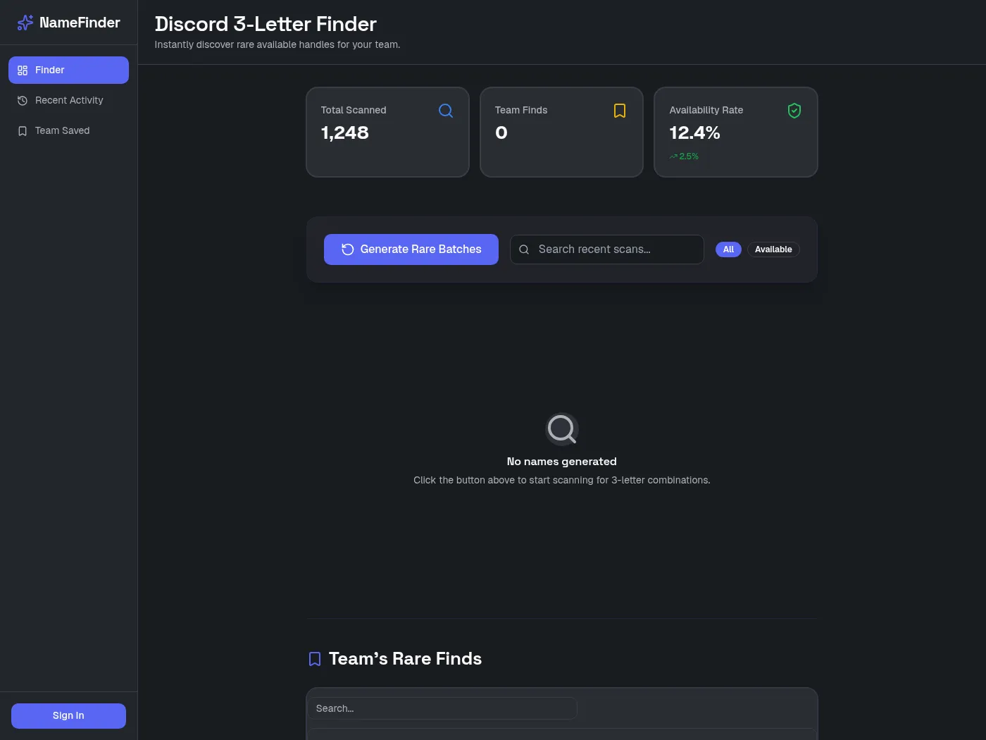 Discord 3-Letter Finder