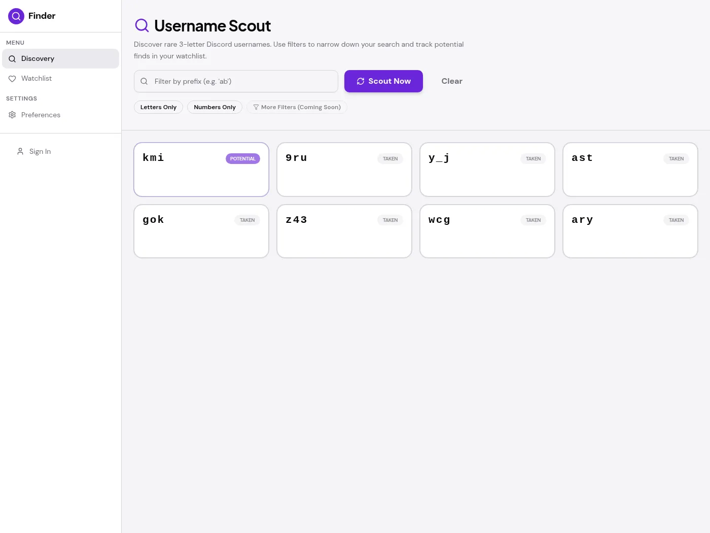 Discord Name Finder