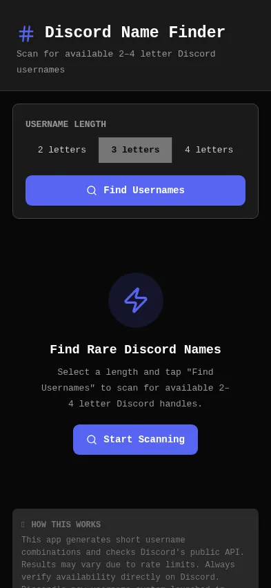 Discord Name Finder