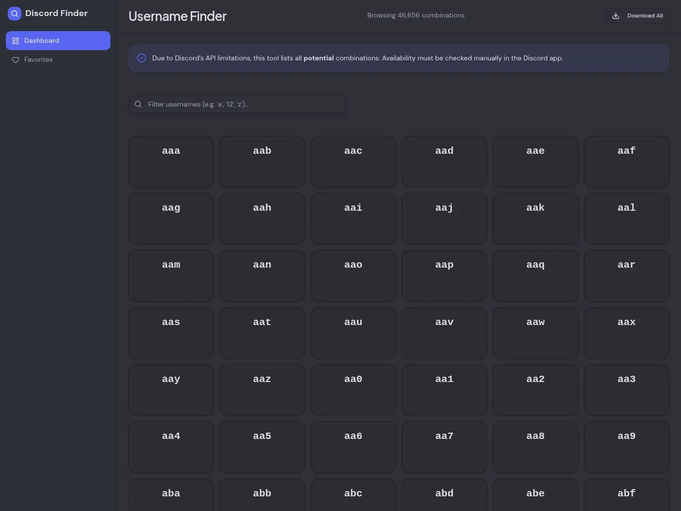 Discord 3-Letter Finder