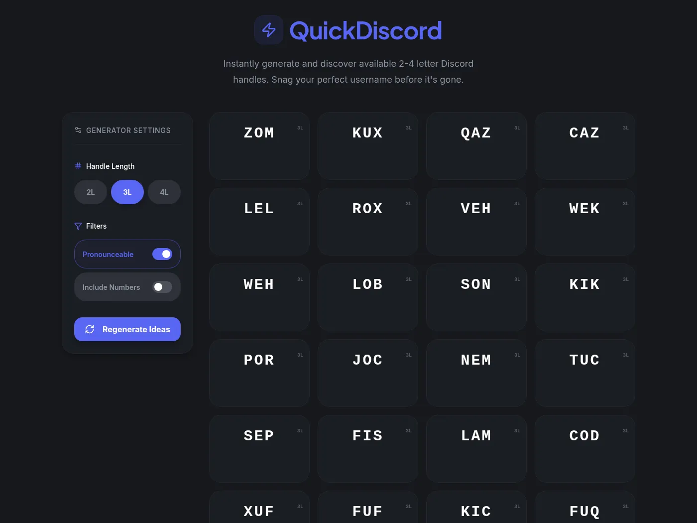 QuickDiscord Names